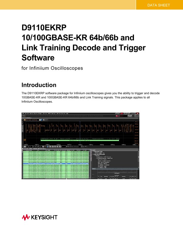 D9010EKRP 10G/100GBASE-KR 64b/66b and Link Training Decode and Trigger Software PDF Asset Page ...